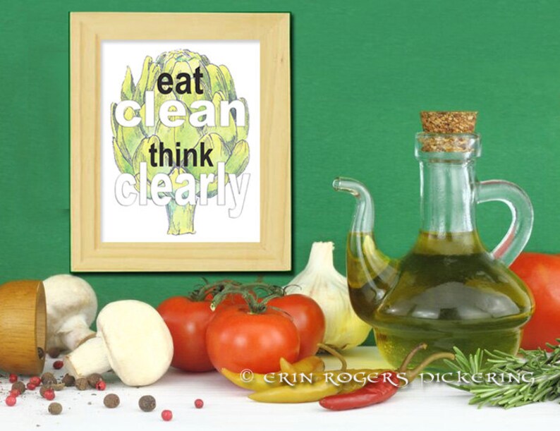 Eat Clean Think Clearly Kitchen Quote Art Print 8x10 - Etsy