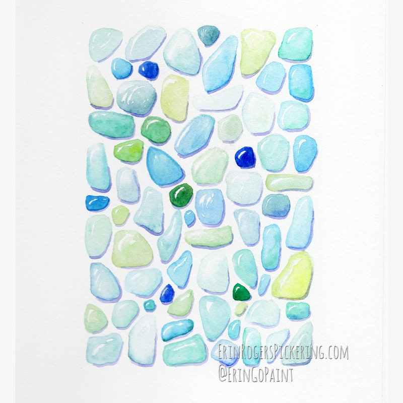 Sea Glass Watercolor - Etsy