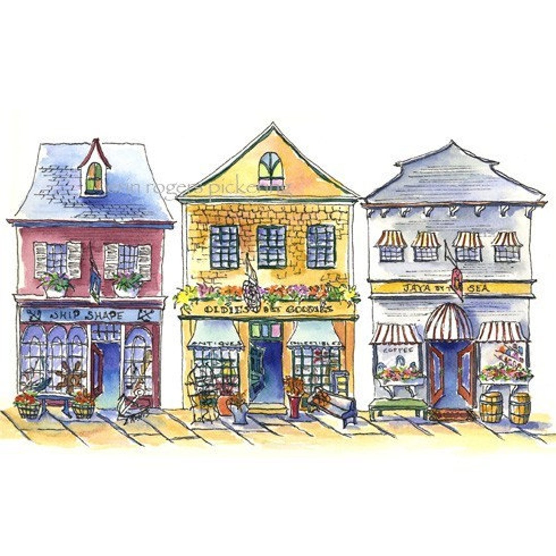 Seaside Village New England Storefronts Print 8x10 - Etsy