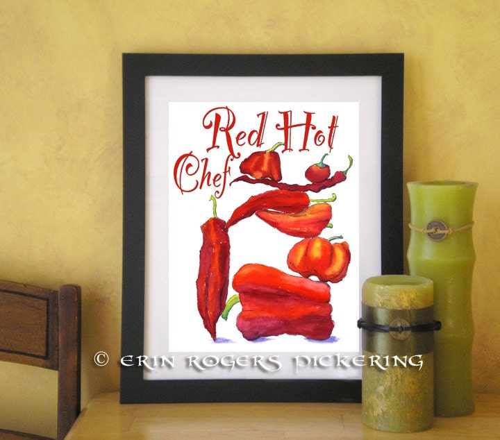 Red Hot Chef Kitchen Illustration Fine Art Print - Etsy