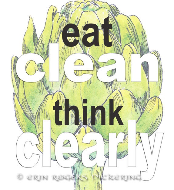 Eat Clean Think Clearly Kitchen Quote Art Print 8x10 - Etsy