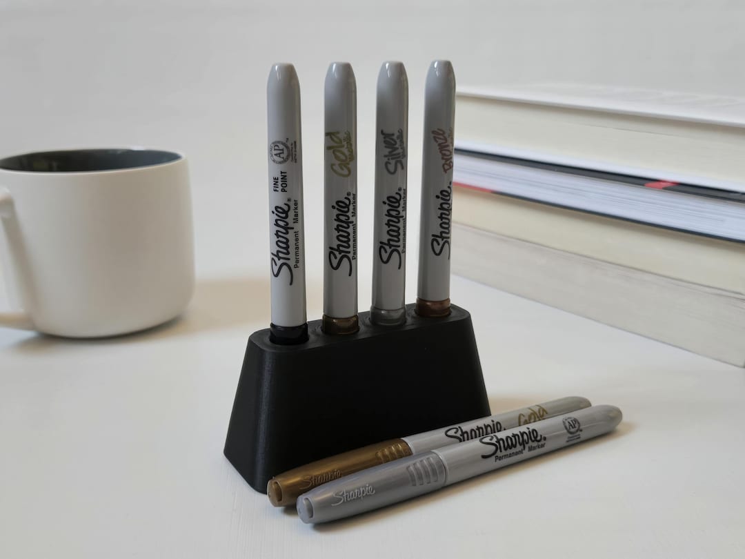 Four-slot Vertical Sharpie Holder | Minimalist Bespoke Pen Storage ...