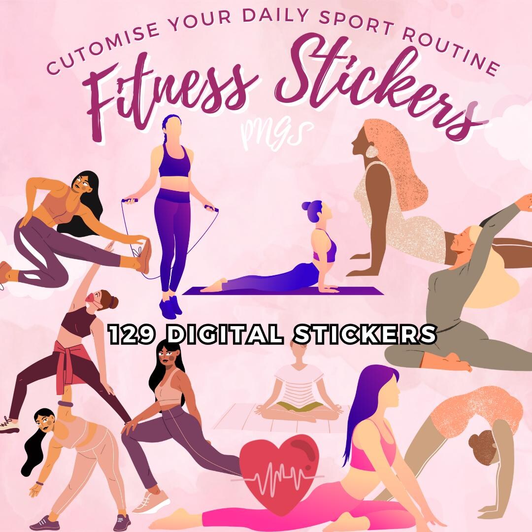 Fitness Digital Stickers | Pngs | Digital Download | Workout & Exercise ...