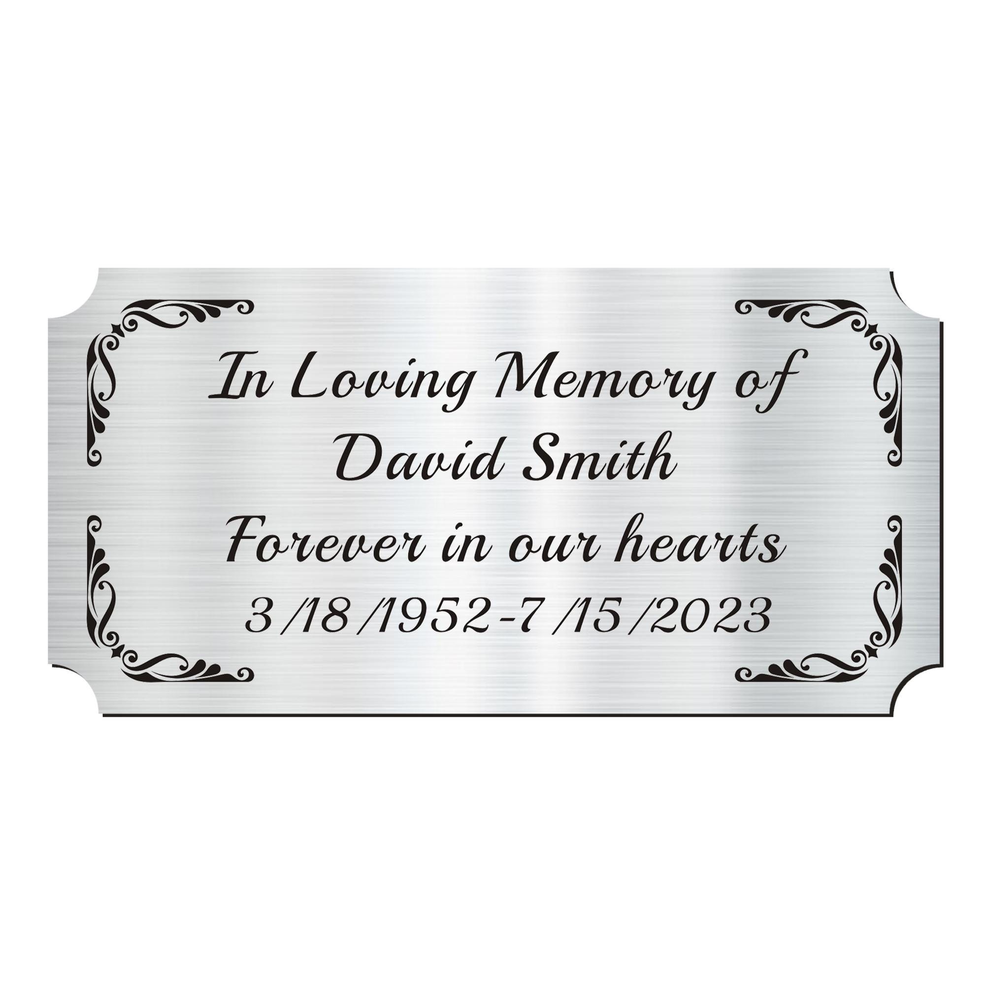 Personalized Silver Memorial Plaquecustom Engraved Metal Signtribute ...