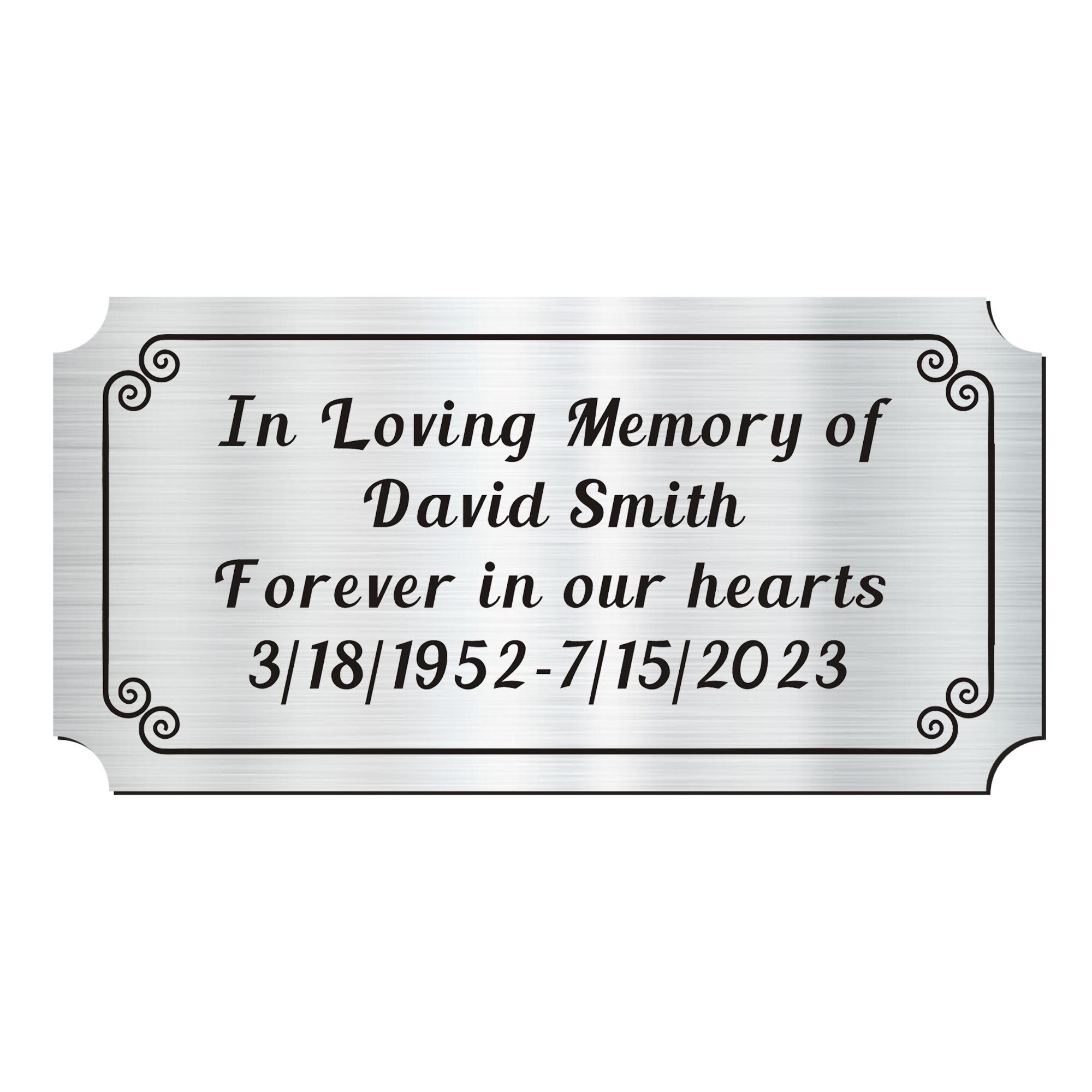 Personalized Silver Memorial Plaquecustom Engraved Metal Signtribute ...