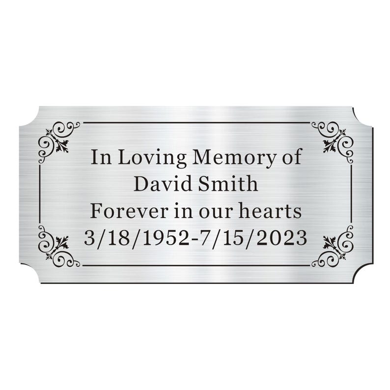 Personalized Silver Memorial Plaquecustom Engraved Metal Signtribute ...