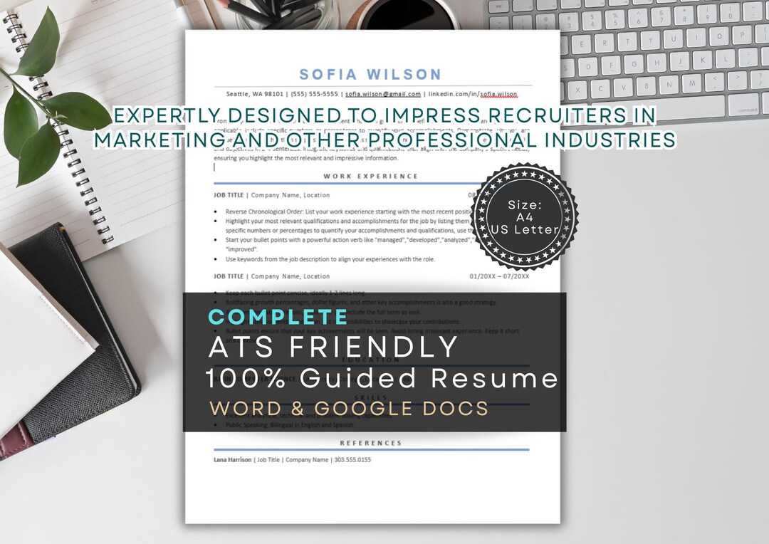 ATS Friendly Resume Template | Professional CV Design for Google Docs ...