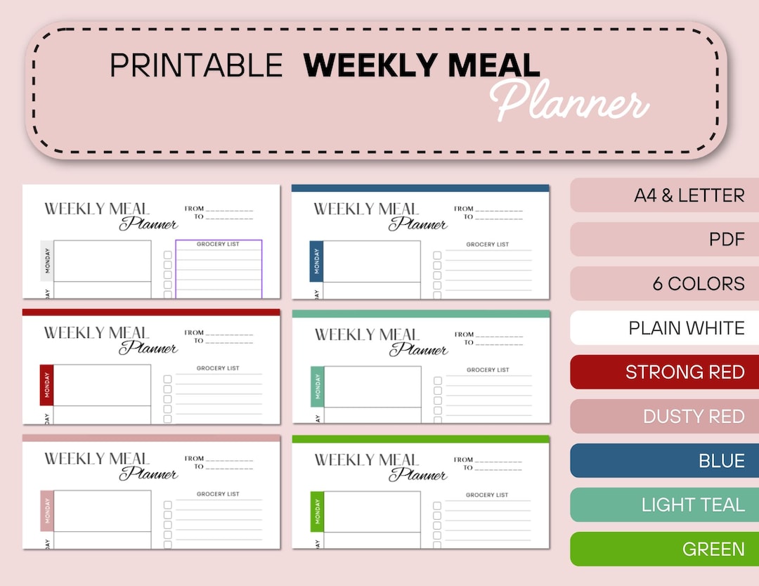 Printable Weekly Meal Planner Organizer | Kitchen PDF (instant Download ...