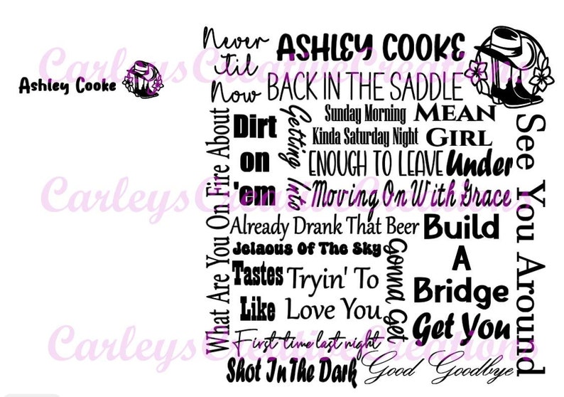 Ashley Cooke Songs SVG Concert Merch SVG Country Music SVG Digital ...