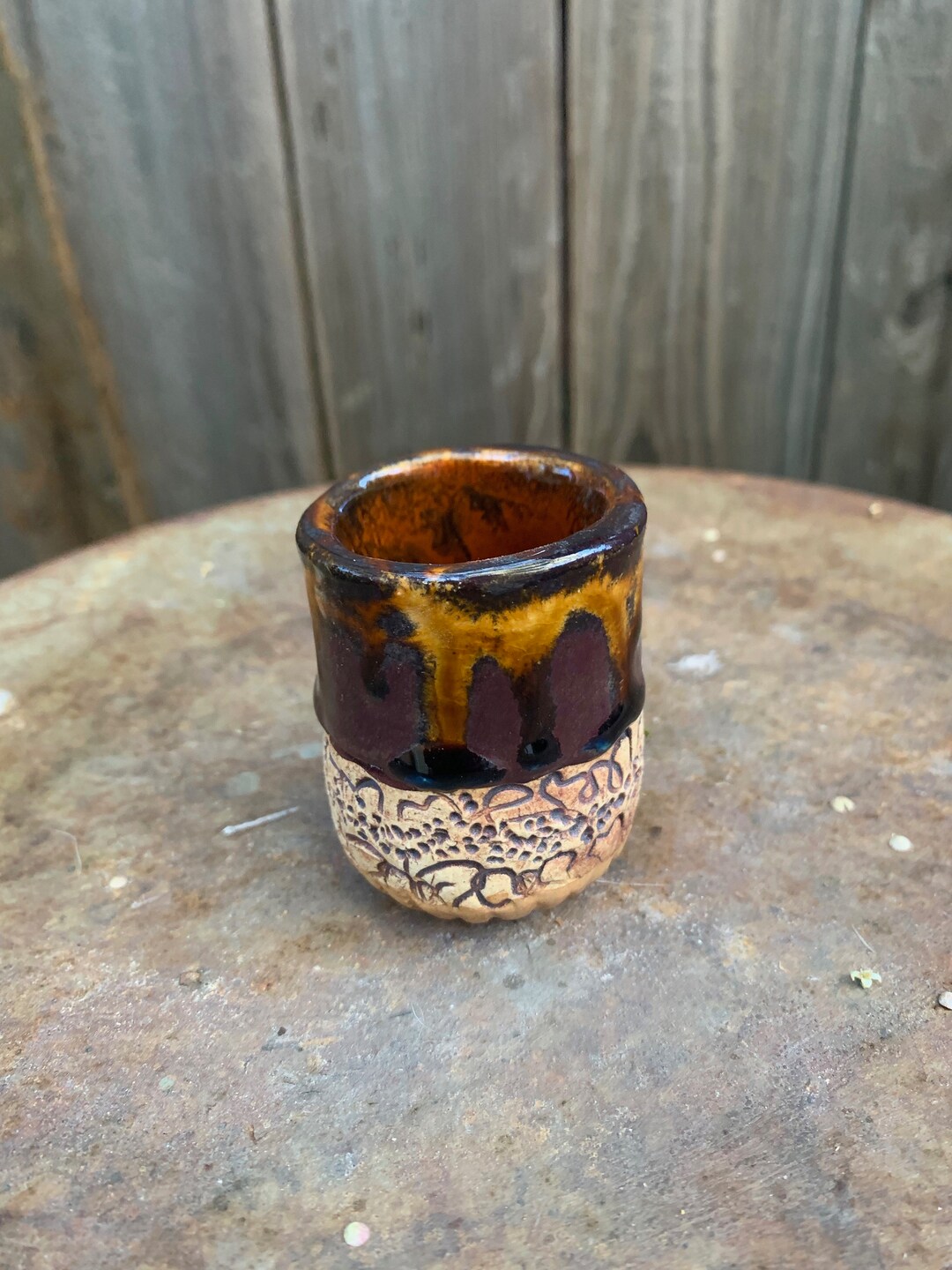 Ceramic Shot Cup in Drippy Amber - Etsy