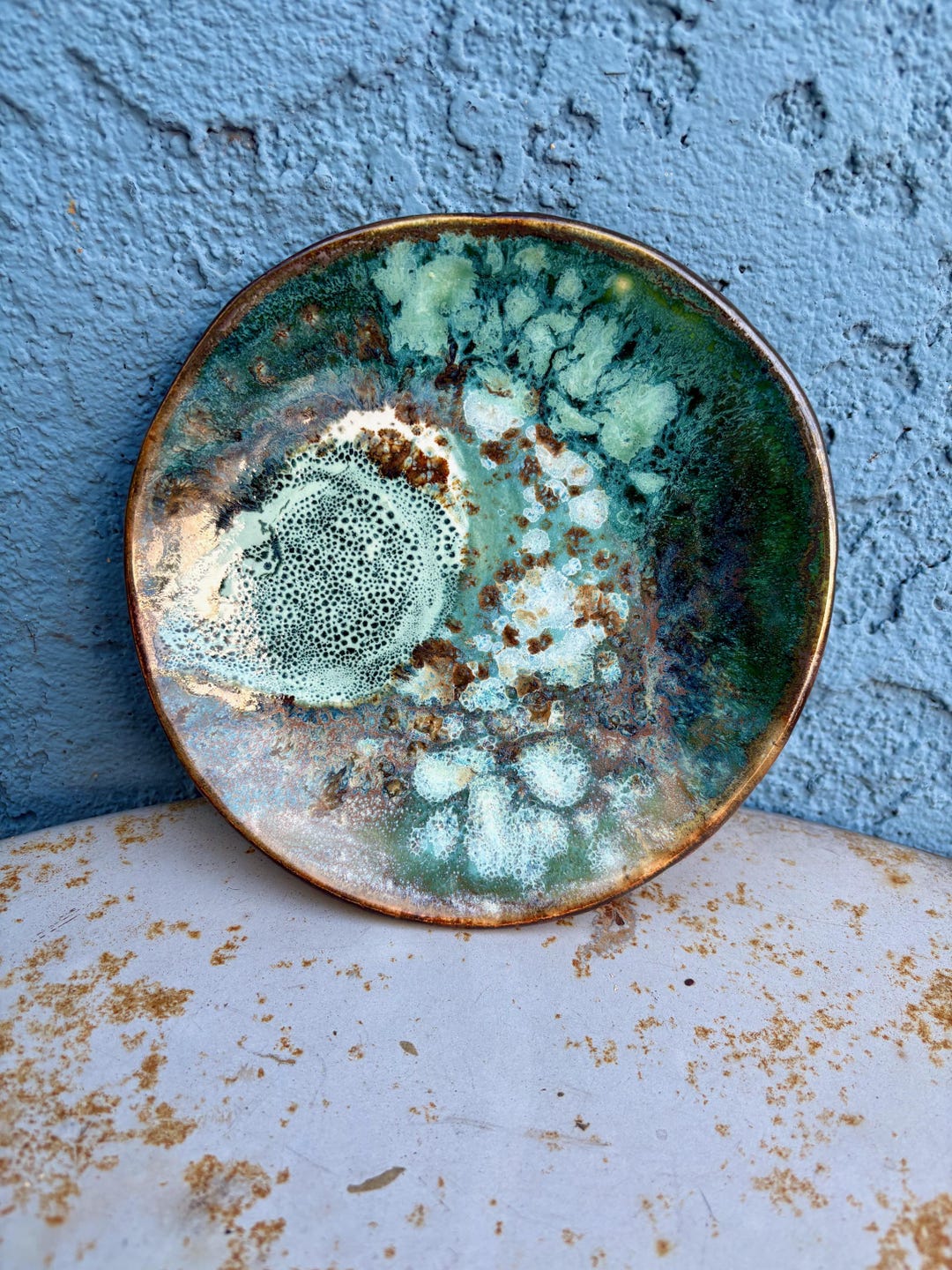 Small Ceramic Plate in Teal - Etsy