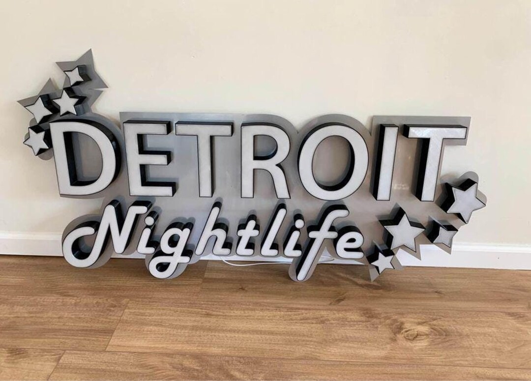 Detroit Nightlife- Custom - One of a Kind - Multi Colored Lighted - I.A ...