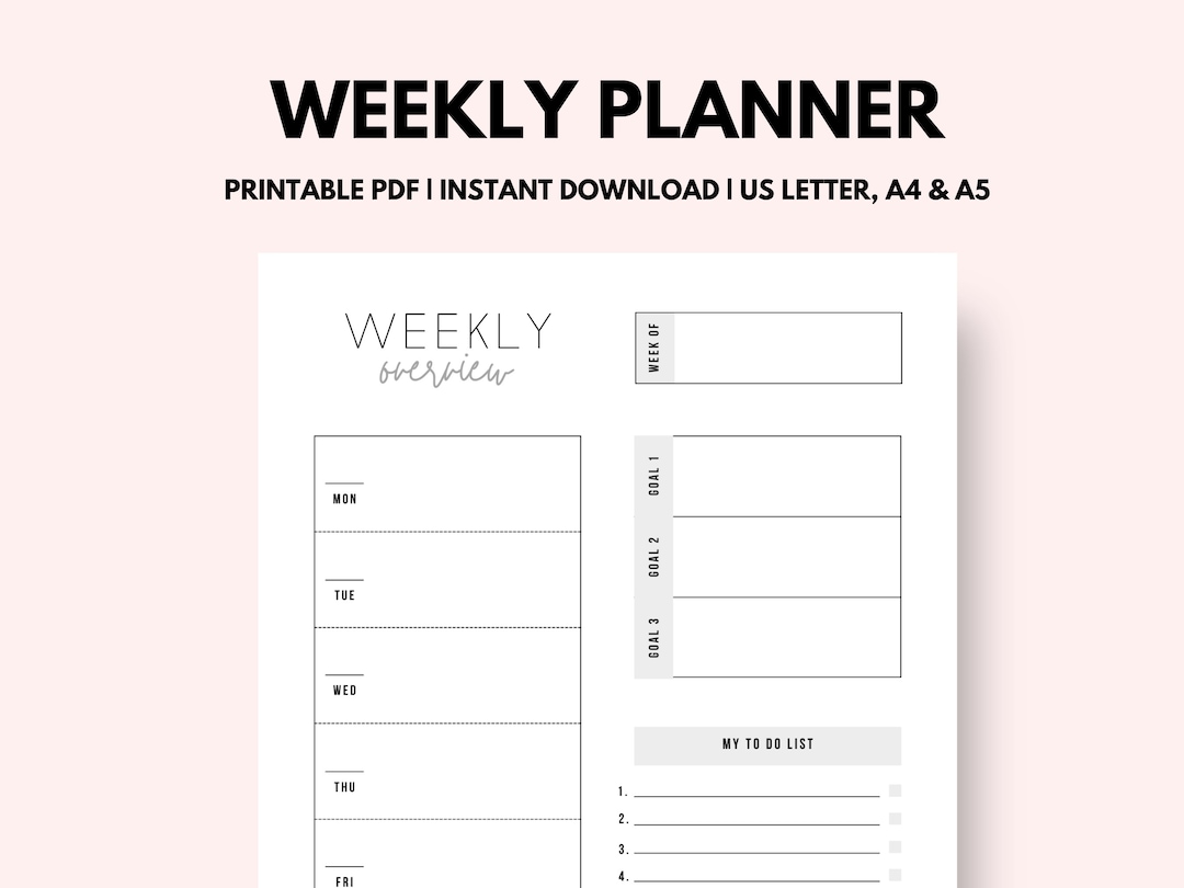 Weekly Planner Weekly Tracker Planner Printable Calendar Printable ...