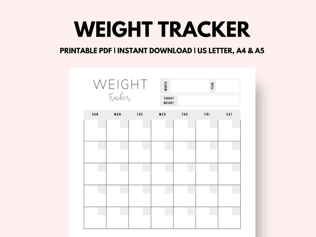 Weight Tracker | Monthly Weight Tracker | Printable PDF | Instant ...