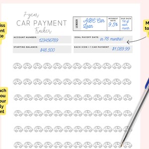 84 Months Car Loan Payment Tracker Printable: Instant PDF Download - Etsy