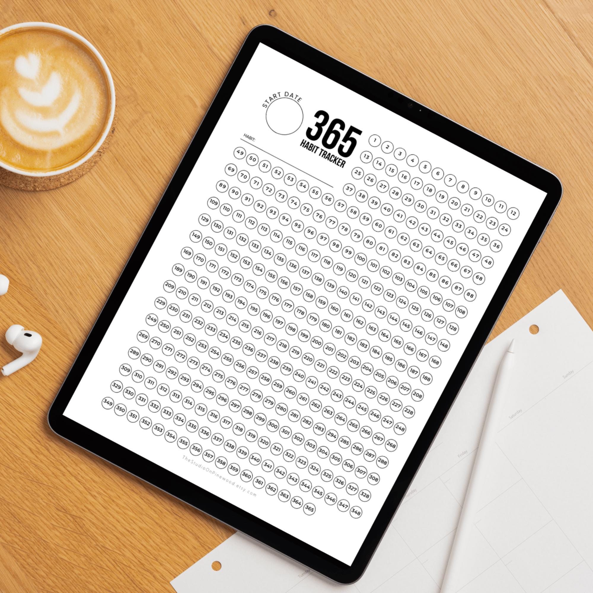 365-day Habit Tracker Printable: Instant PDF Download - Etsy