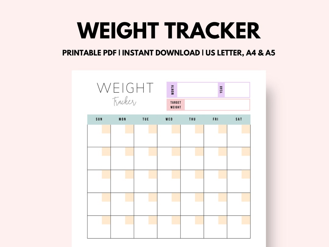 Weight Tracker | Monthly Weight Tracker | Color | Printable PDF ...