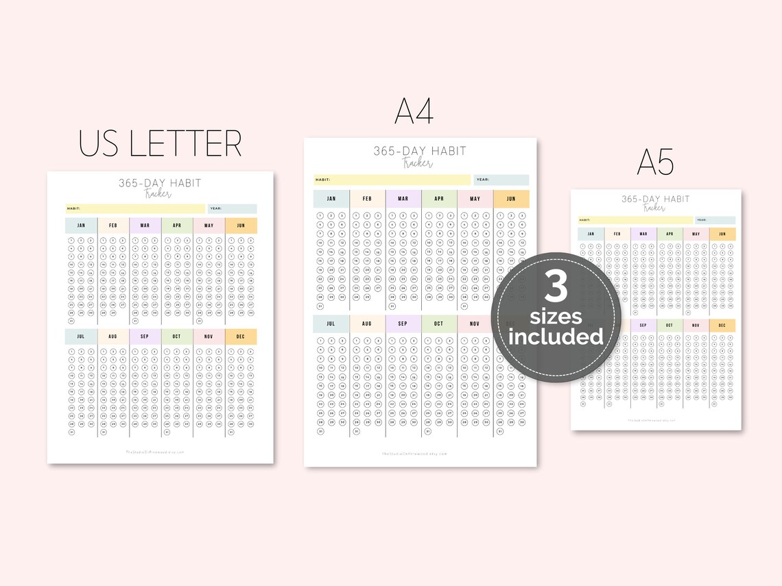 365-day Habit Tracker | Symptom Tracker | ADHD Tracker | Printable PDF ...