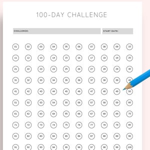 100 Days Challenge | 100- Day Challenge Tracker | Printable PDF ...