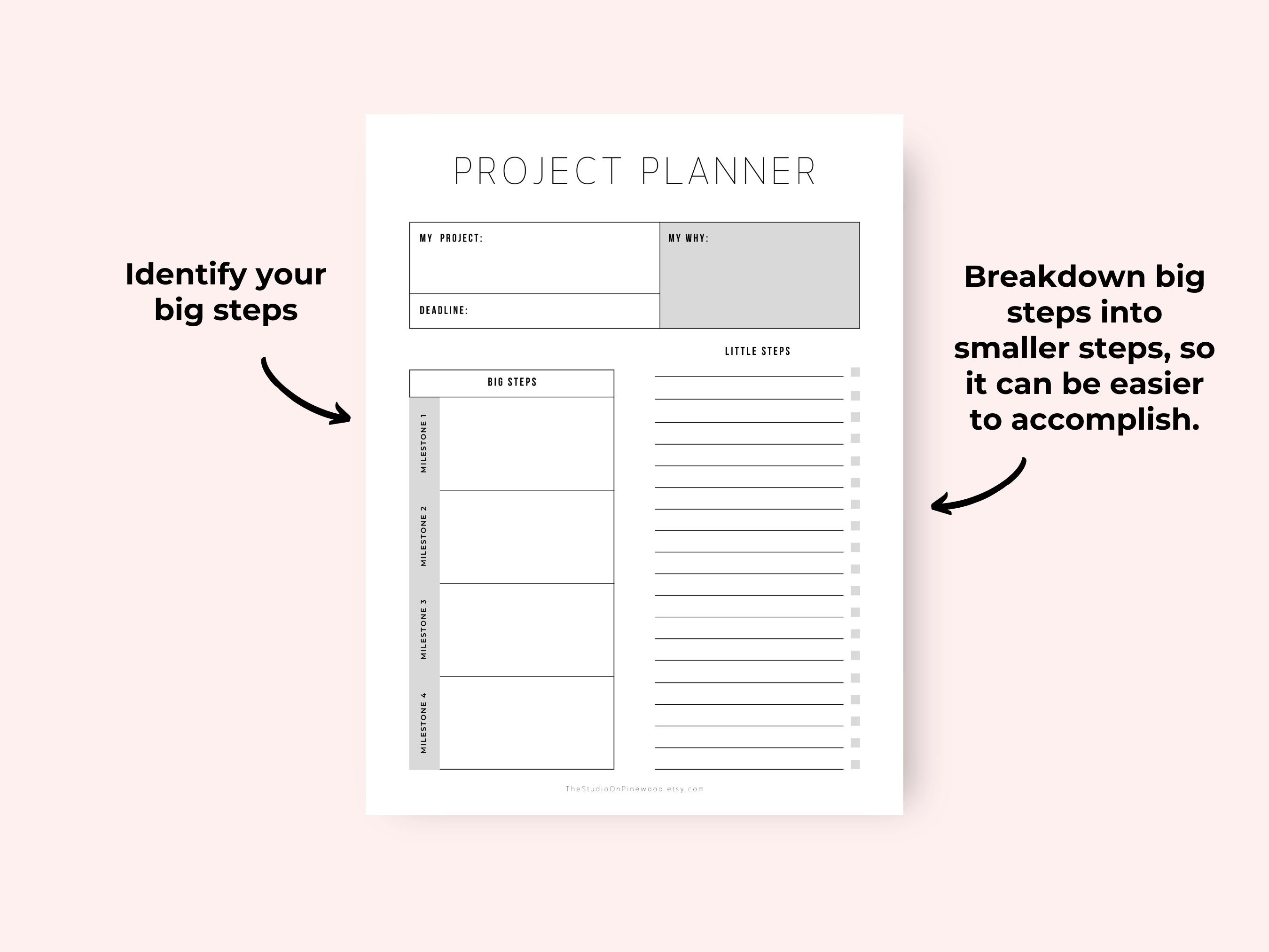 Project Planner | Simple Project Planner | 1 Page | Project Planner ...