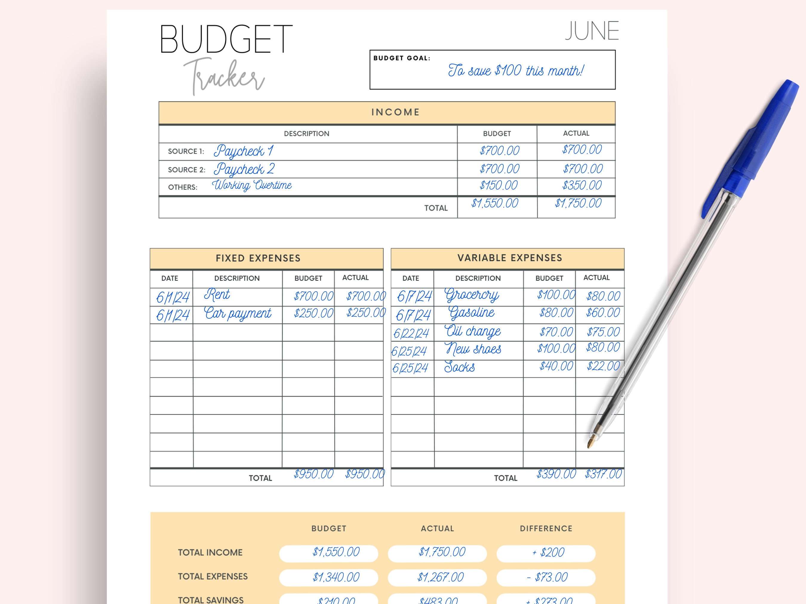 12-month Budget Tracker | Monthly Budget Planner | Printable PDF ...