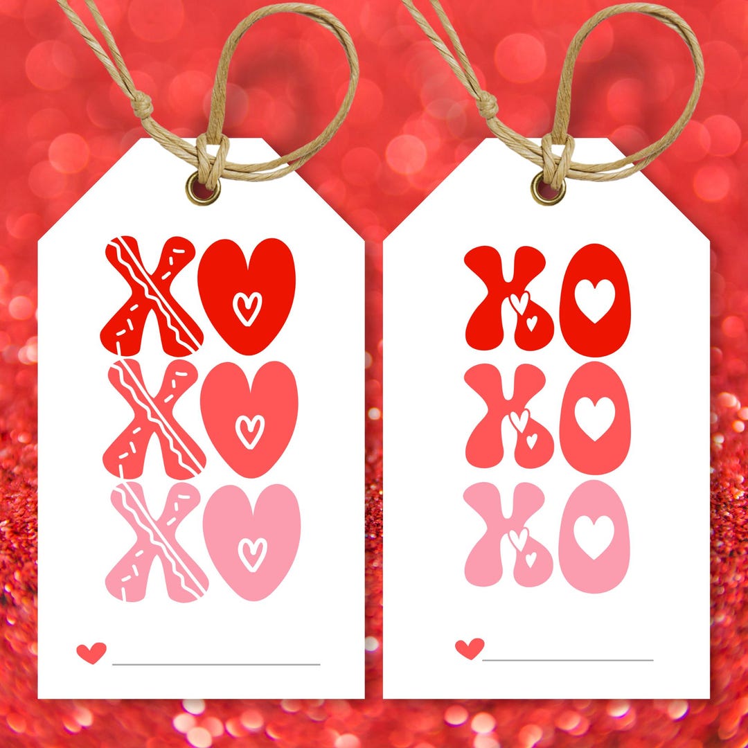 XO Valentine's Day Gift Tag Printable Happy Valentine's Hang Tag ...