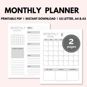 Monthly Planner | Monthly Organizer | PDF Printable | Planner Printable ...