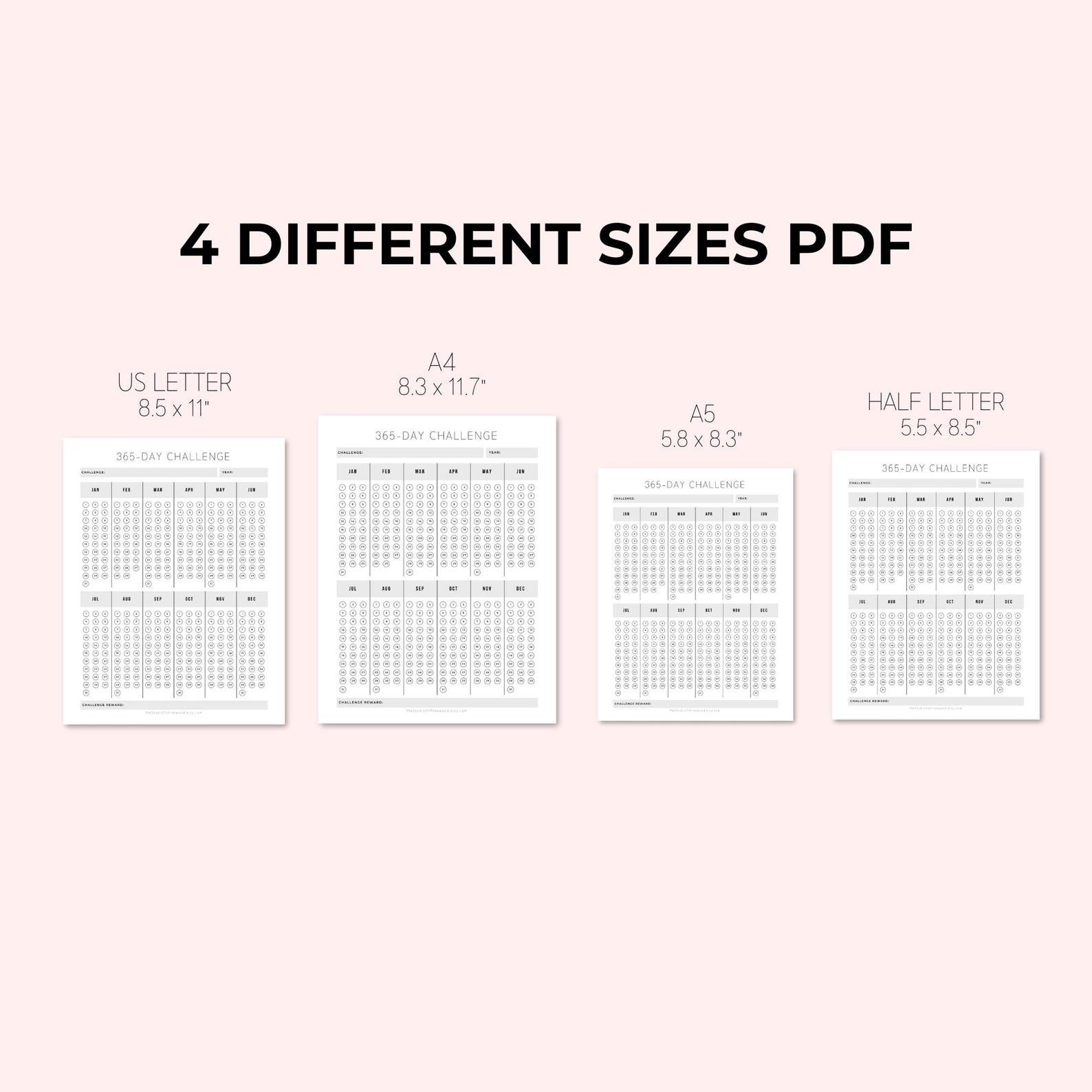 365-day Challenge | 365-day Challenge Tracker | Printable PDF | Instant ...