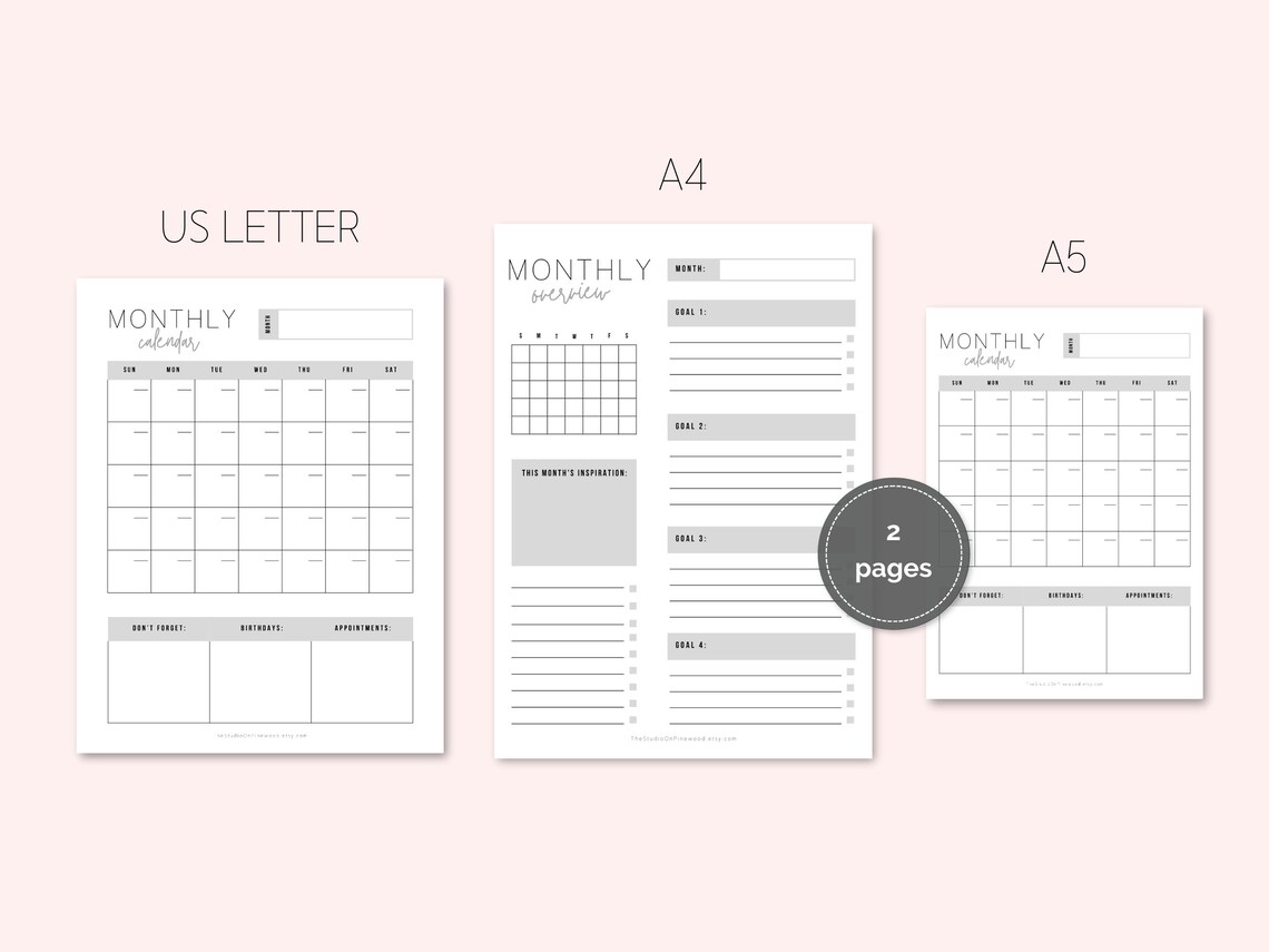 Monthly Planner | Monthly Organizer | PDF Printable | Planner Printable ...