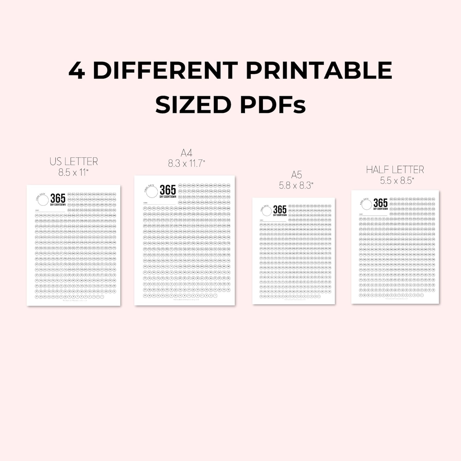 365 Day Countdown Tracker Printable: Retirement, Wedding, Vacation ...