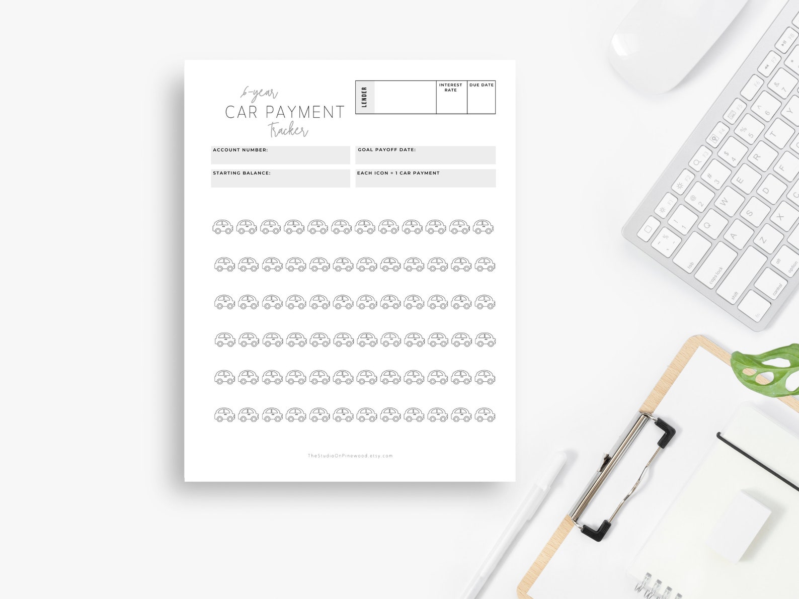 Car Loan Payment Tracker | 6 Year Car Payment Tracker | Debt Payoff ...