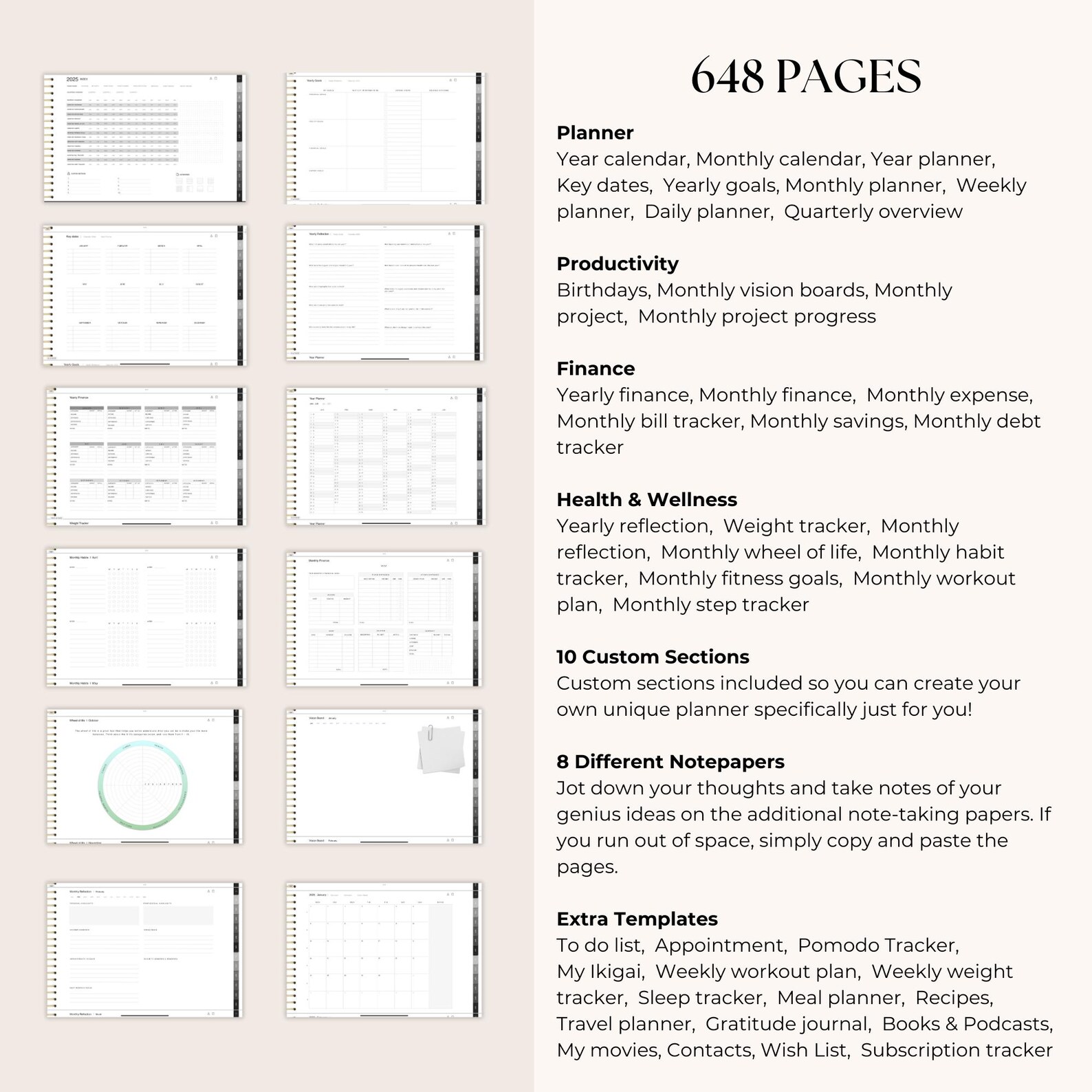 2025 Digital Planner, Minimalist Classic Gray, Simple Neutral, iPad ...