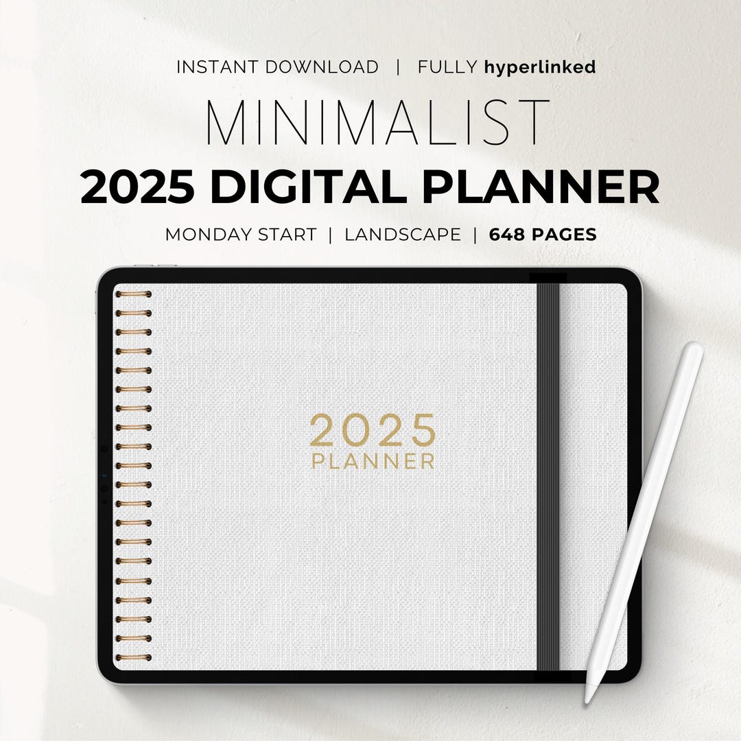 2025 Digital Planner, Minimalist Classic Gray, Simple Neutral, iPad ...