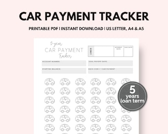 Car Loan Payment Tracker | 6 Year Car Payment Tracker | Debt Payoff ...