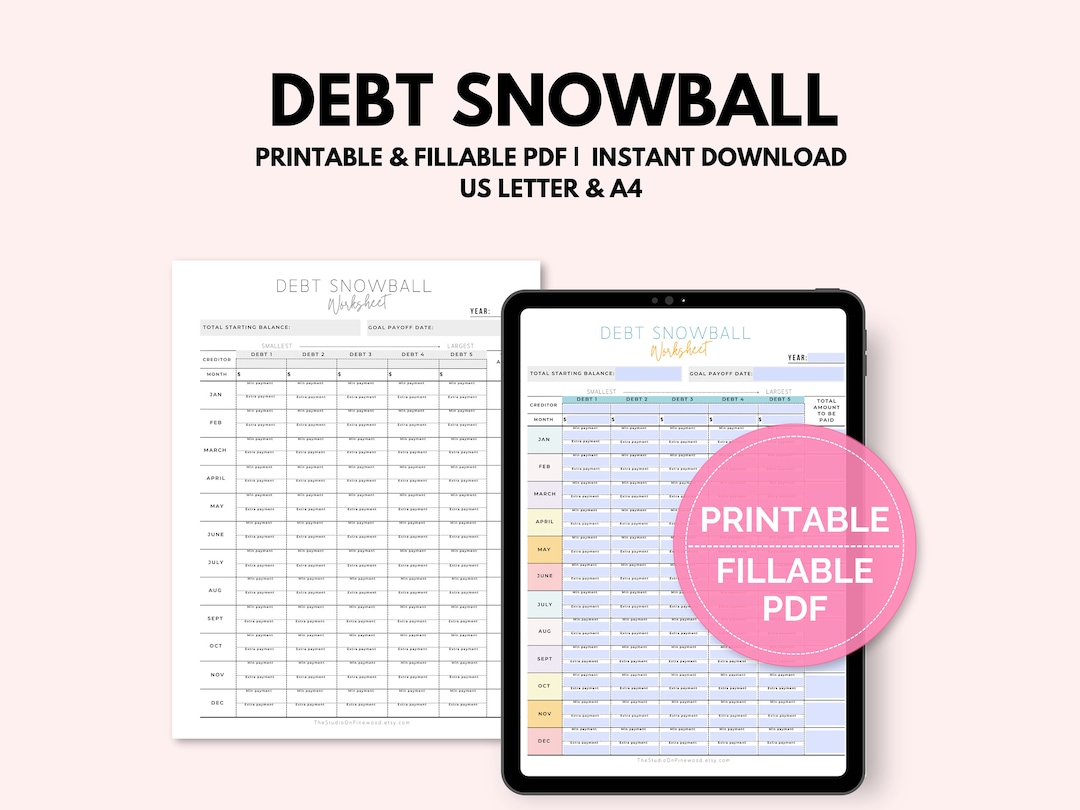 Debt Snowball Debt Payoff Tracker Debt Snowball Method Printable PDF ...
