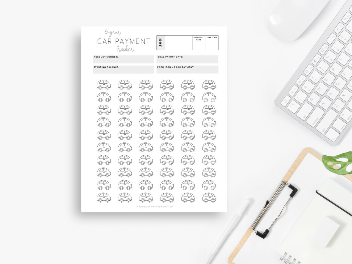 60 Months Car Loan Payment Tracker Printable: Instant PDF Download - Etsy
