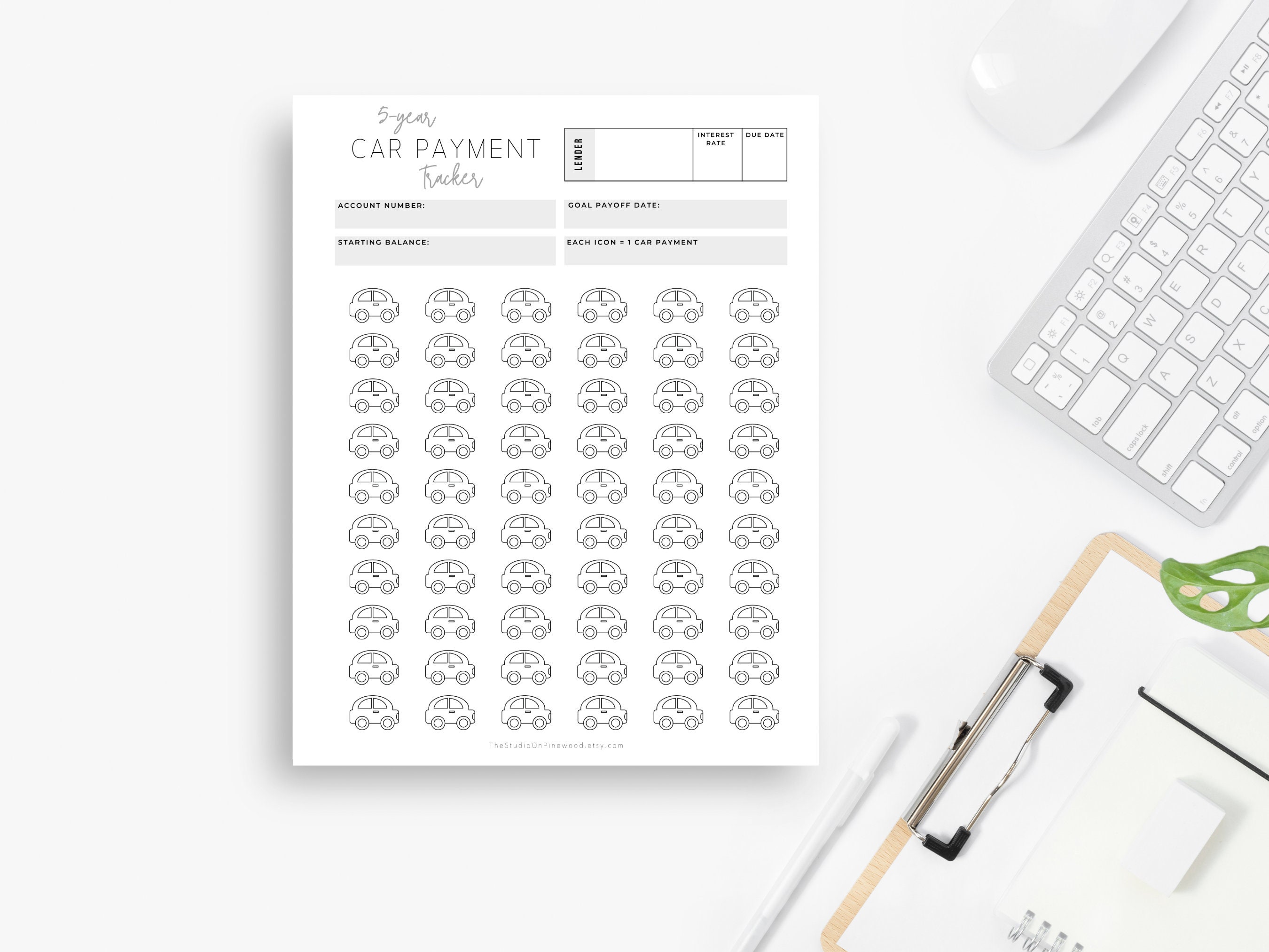 60 Months Car Loan Payment Tracker Printable: Instant PDF Download - Etsy