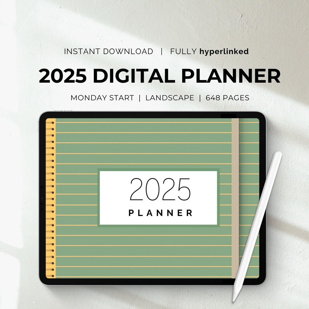 2025 Digital Planner, Lime Lines Theme, iPad Planner, Goodnotes ...