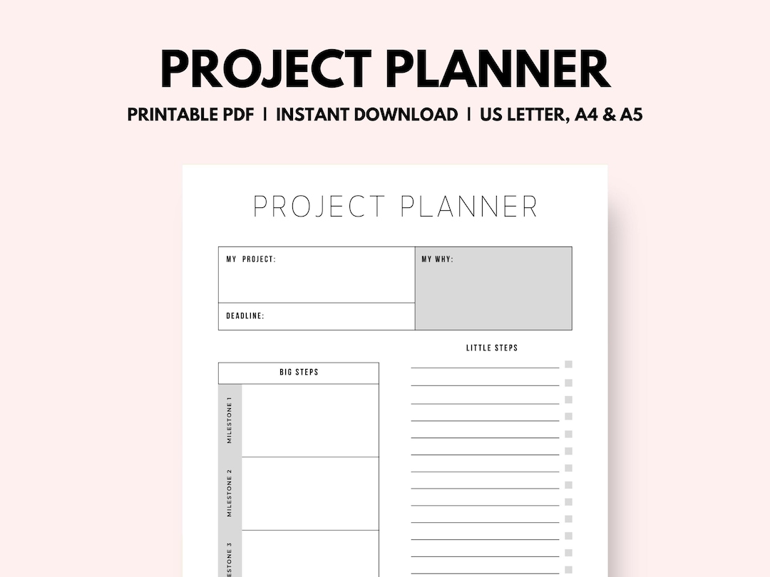 Project Planner | Simple Project Planner | 1 Page | Project Planner ...