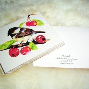 Set of 8, Note Cards- From Chickadee Original Watercolor Painting - Etsy