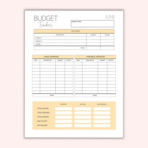 12-month Budget Tracker | Monthly Budget Planner | Printable PDF ...