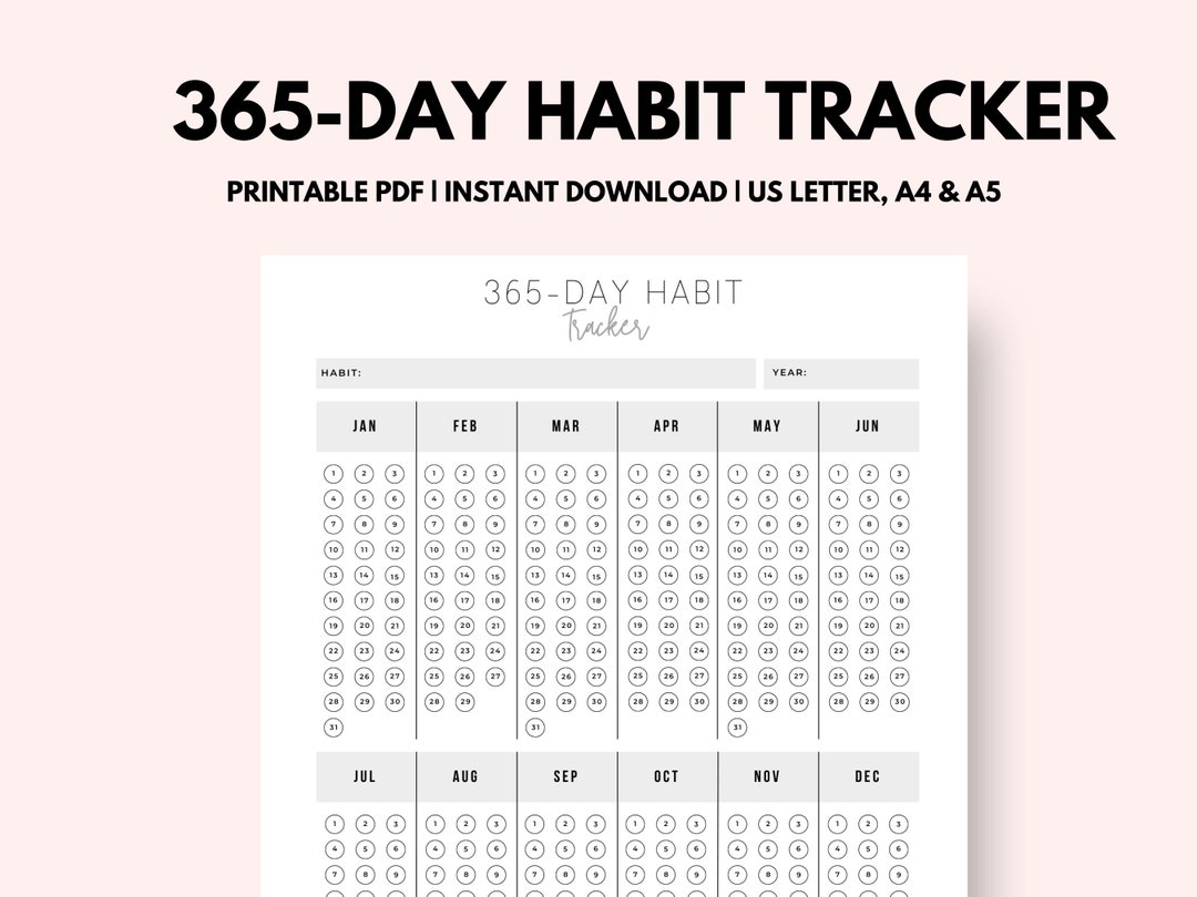 365-day Habit Tracker | Symptom Tracker | Behavior Tracker | ADHD ...