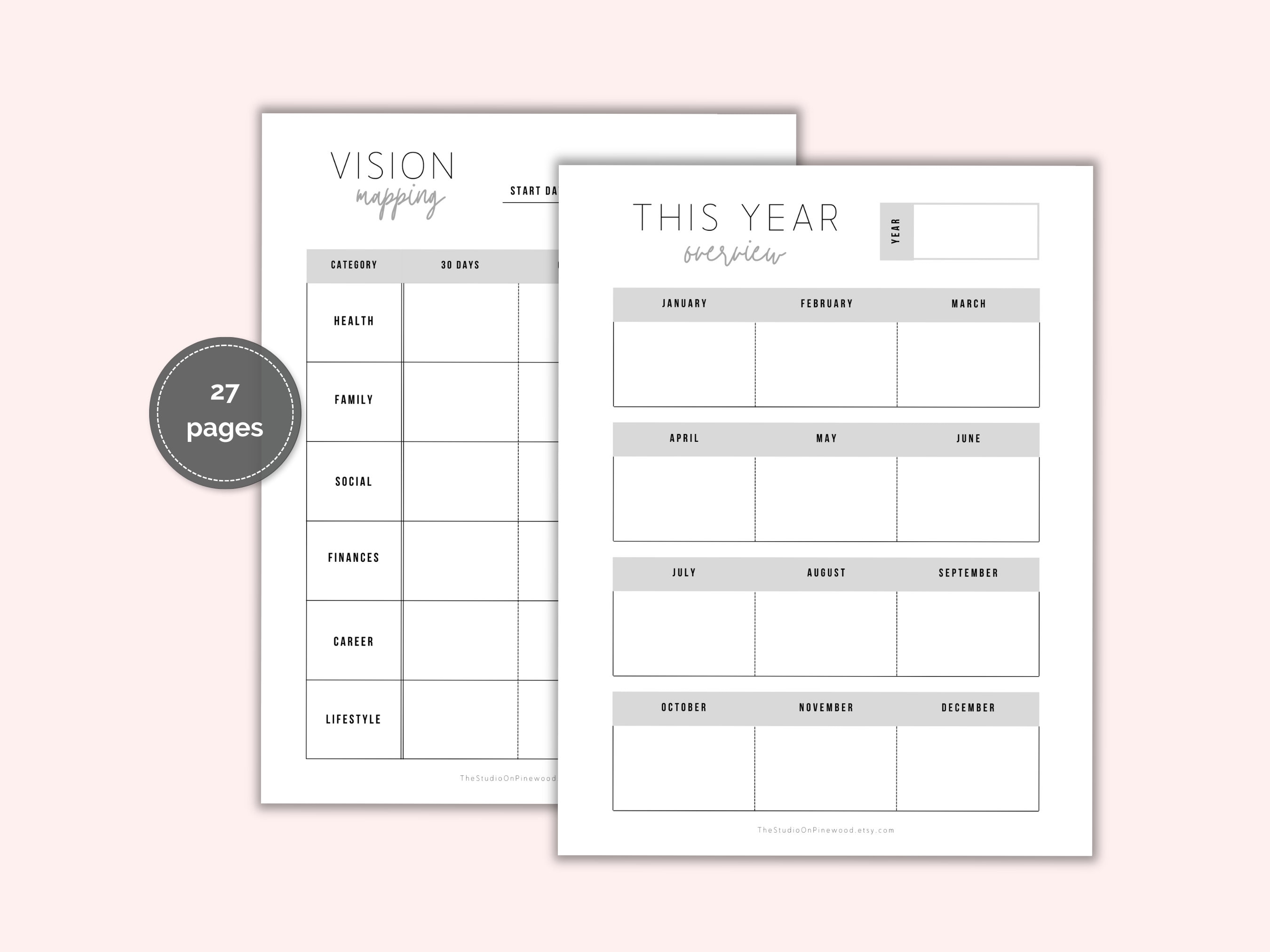 Yearly Planner Printable | Yearly Organizer | Planner Bundle | Personal ...