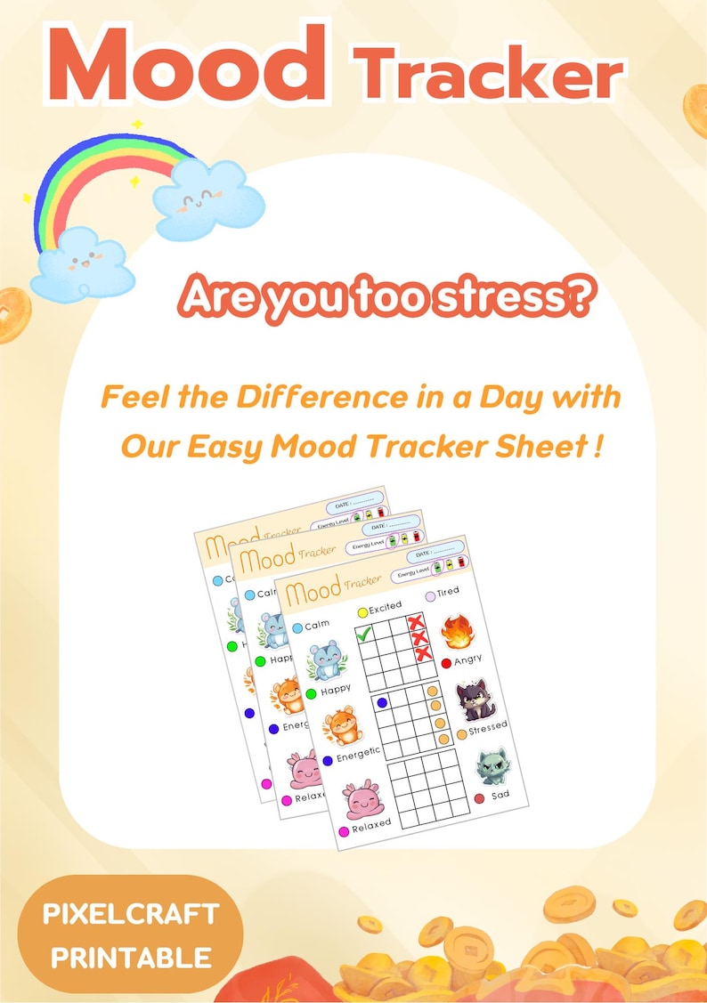 Daily Mood Tracker Printable Emotion Tracker Mood Journal Mental Health ...