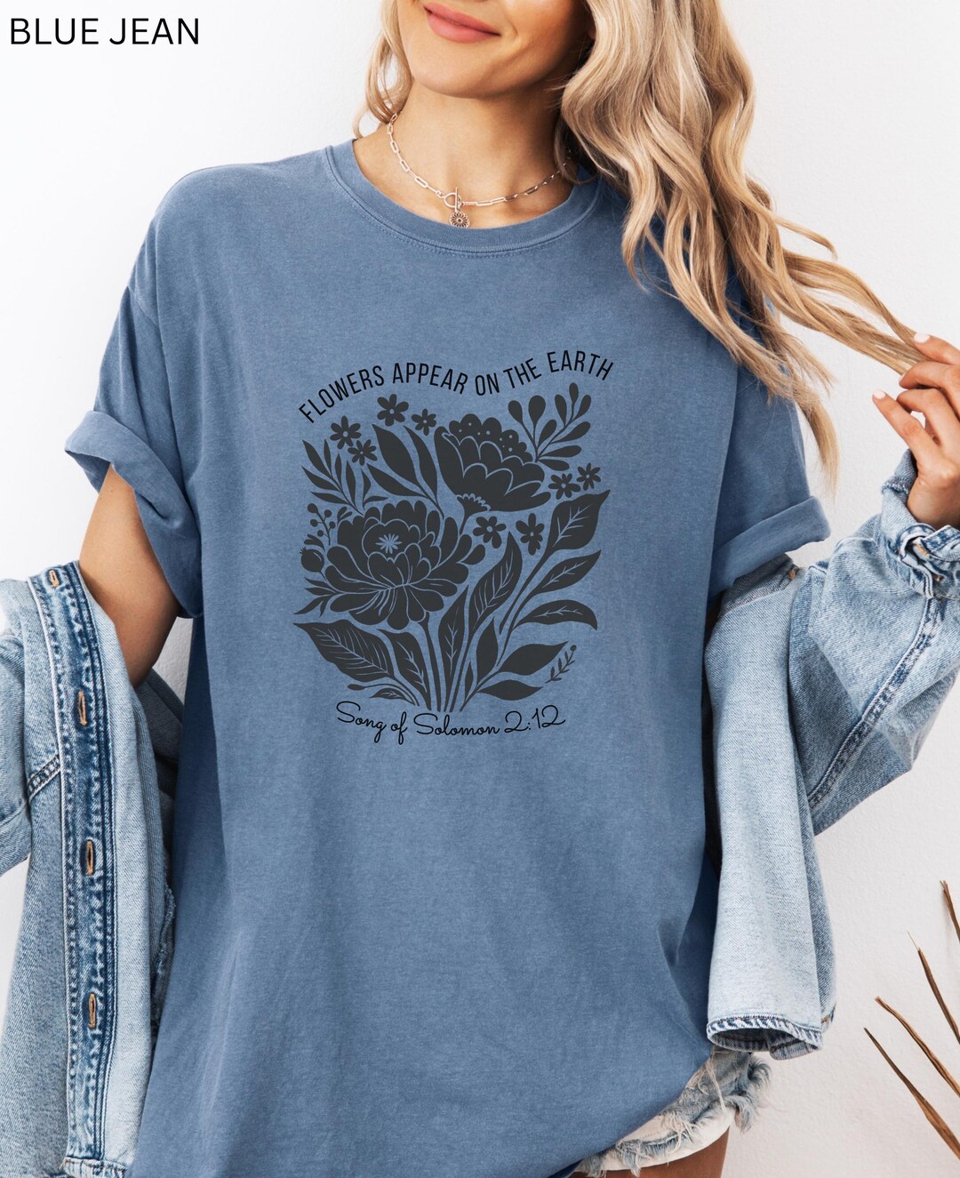 Women Christian Spring T-shirt, Flowers Appear on the Earth Song of ...