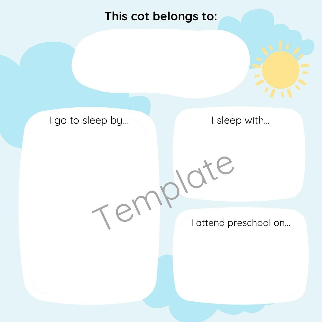 Childcare Cot Name & Information Labels - Etsy