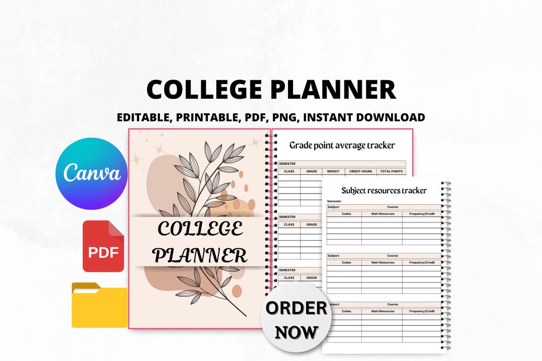 College Planner – Digital and Printable Academic Organizer for Study ...