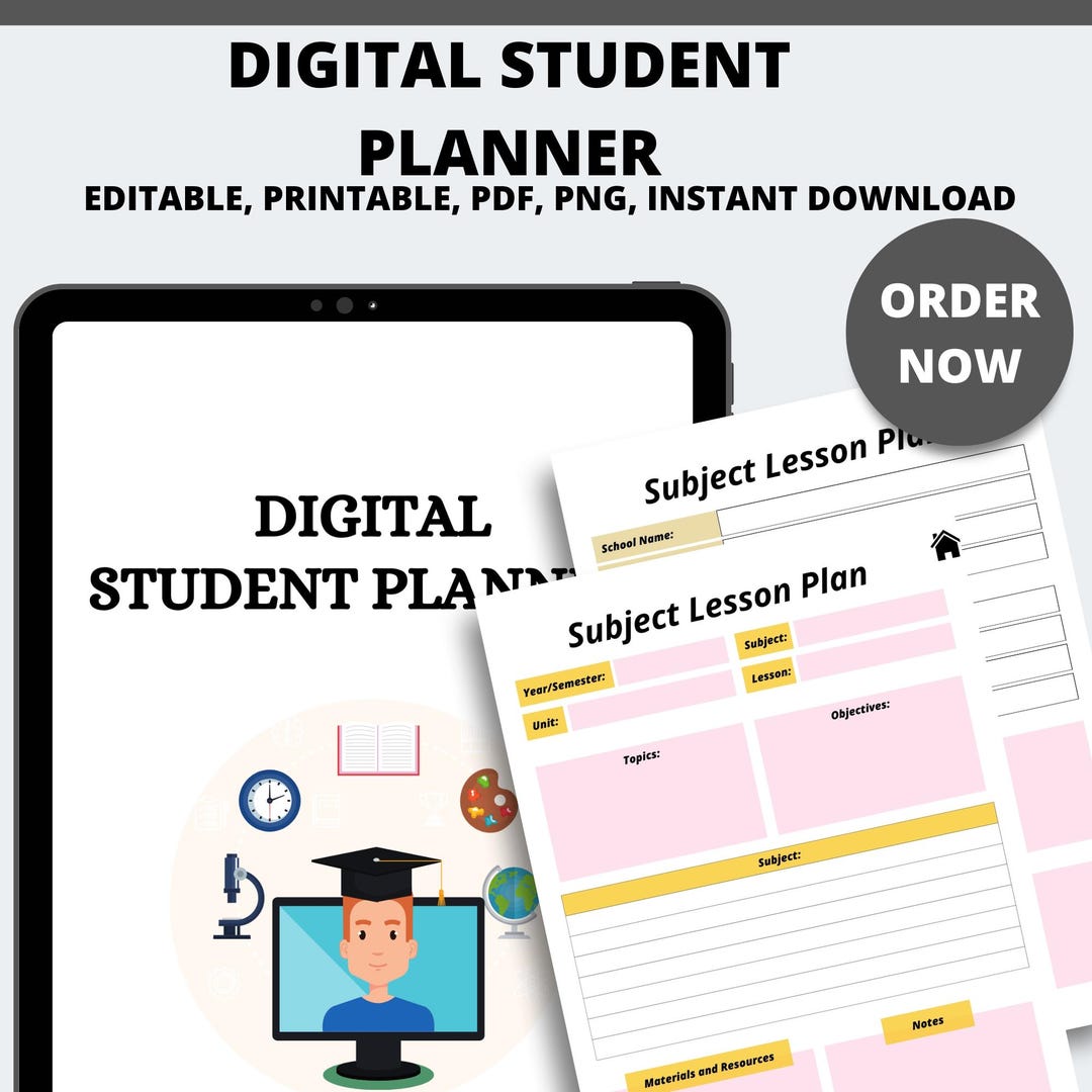 Digital Student Planner Printable Academic Planner, Study Schedule ...
