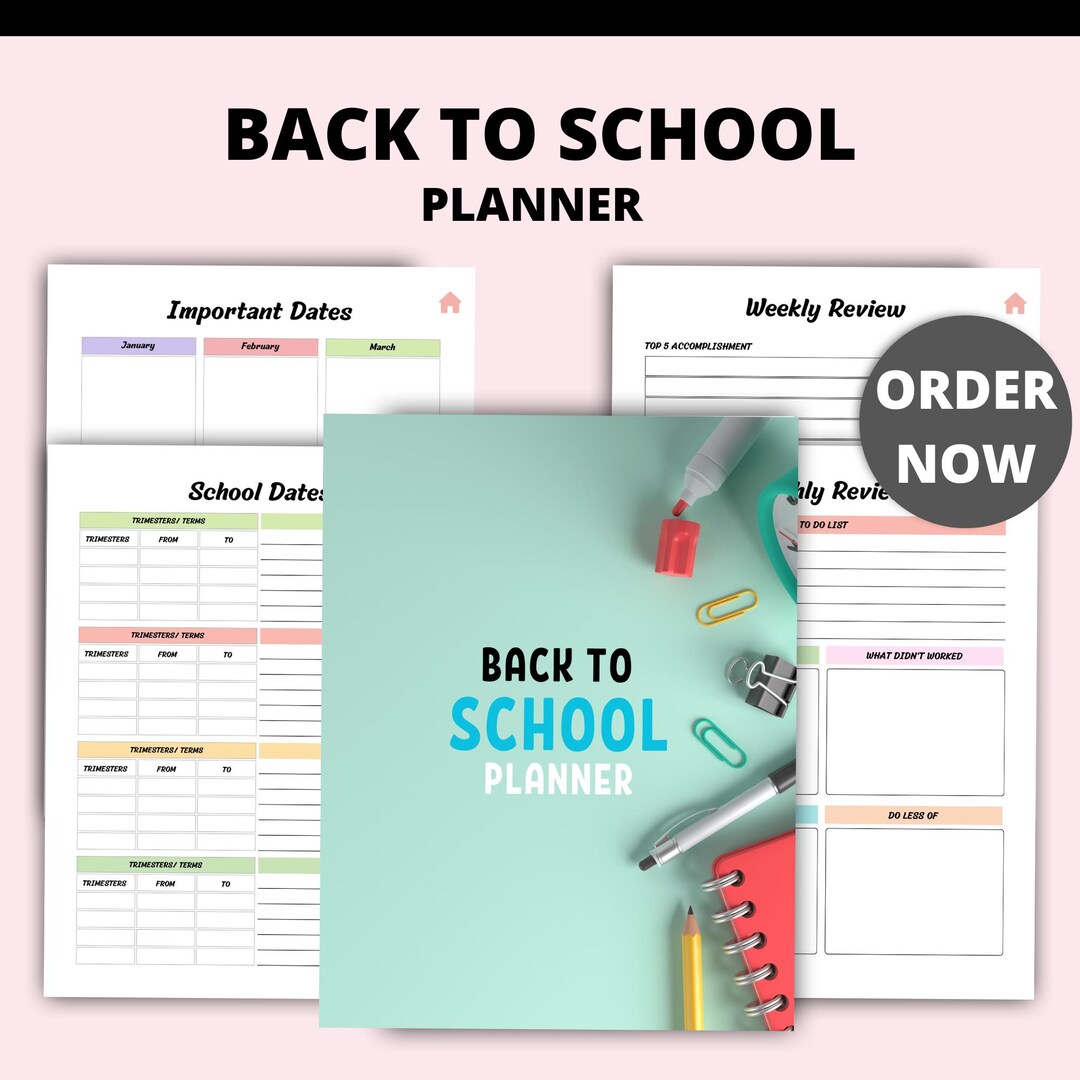 Back to School Planner - Printable Academic Planner, Homework Tracker ...