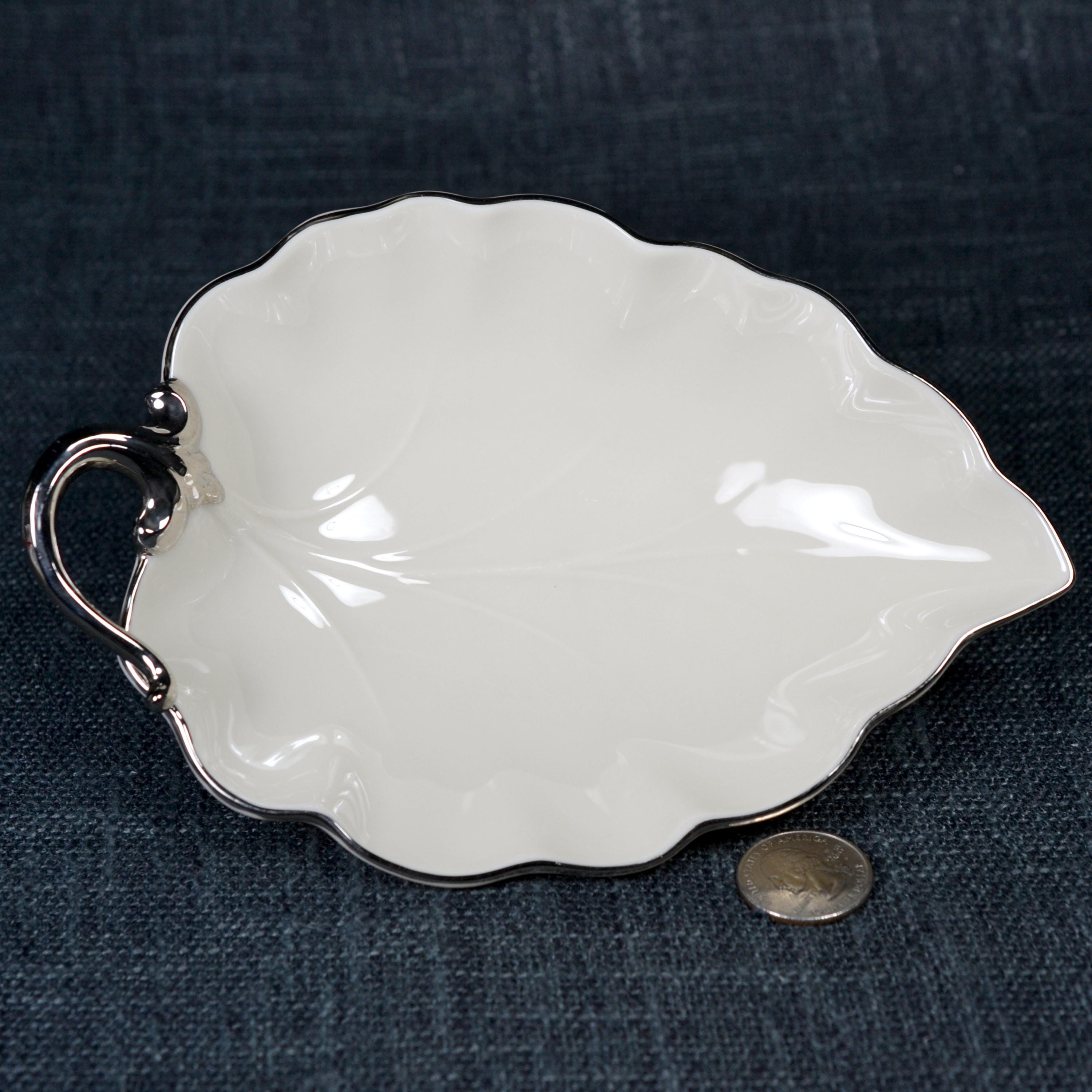 Vintage Lenox Leaf Shaped Trinket Candy Dish Woodleaf Platinum – Made ...